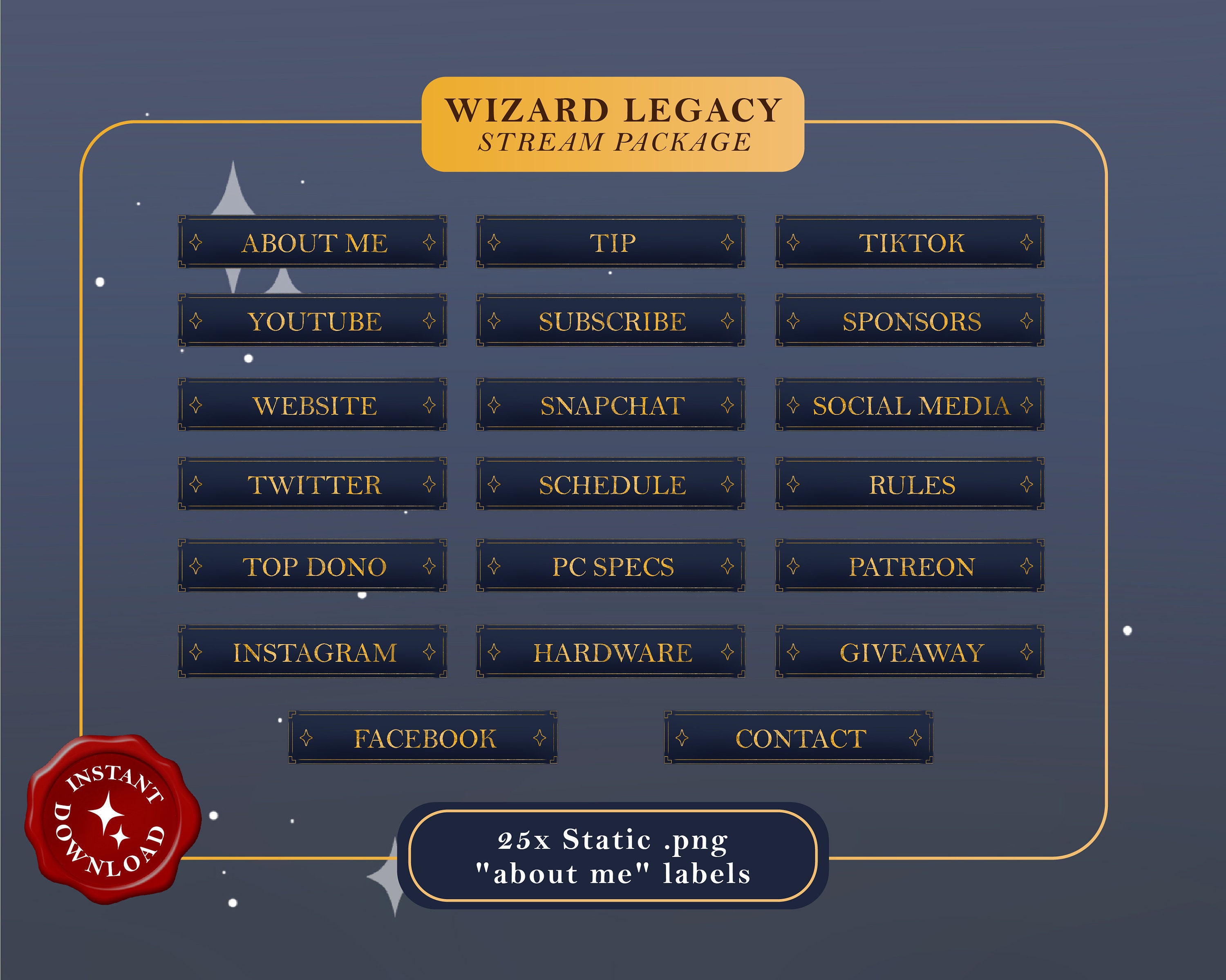 WIZARD LEGACY Stream Bundle Animated - Twitch - Youtube - Overlay - Magic - Wizard - Legacy - Etsy