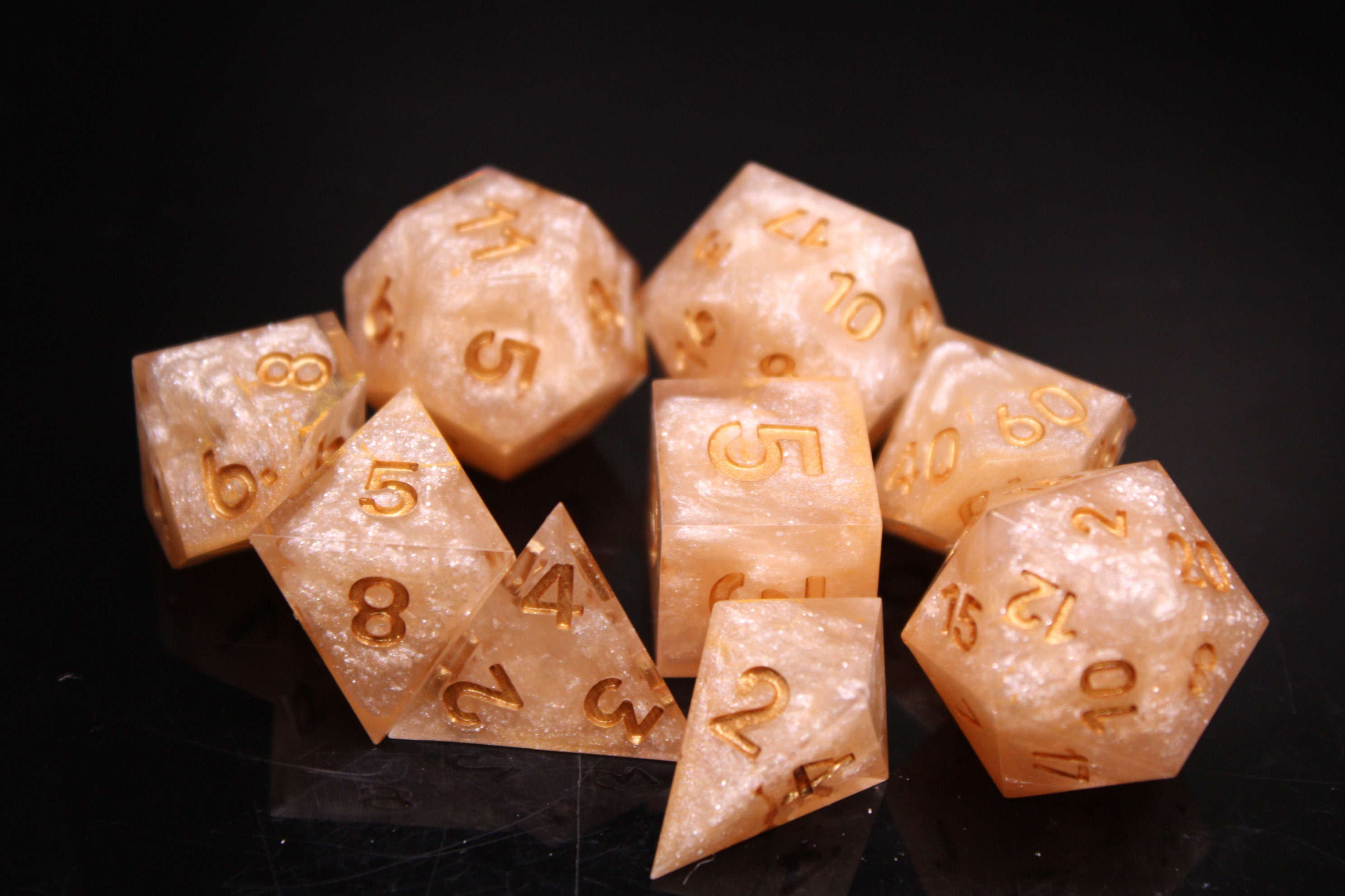 Angelic Glow 9 Piece Dice Set white, Cream, Cold Angel Dice - Etsy