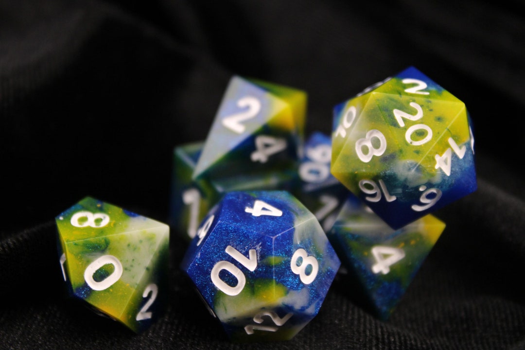 Solar Tides - 7 Piece Dice Set (yellow, White, Blue and Sparkle) Starry ...