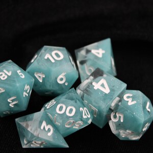 Ocean Wave - 7 Piece Dice Set - Teal and Clear - Etsy
