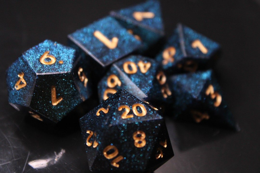 Navy Blue and Gold 7 Piece Dice Set - Etsy