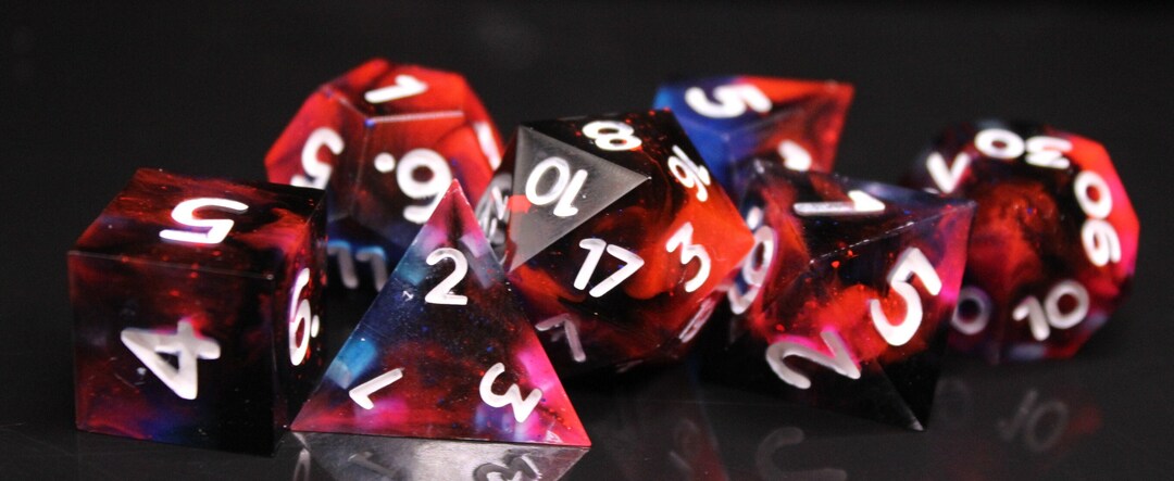 Neon Pink, Blue and Black - 7 Piece Dice Set - UV Reactive - Etsy