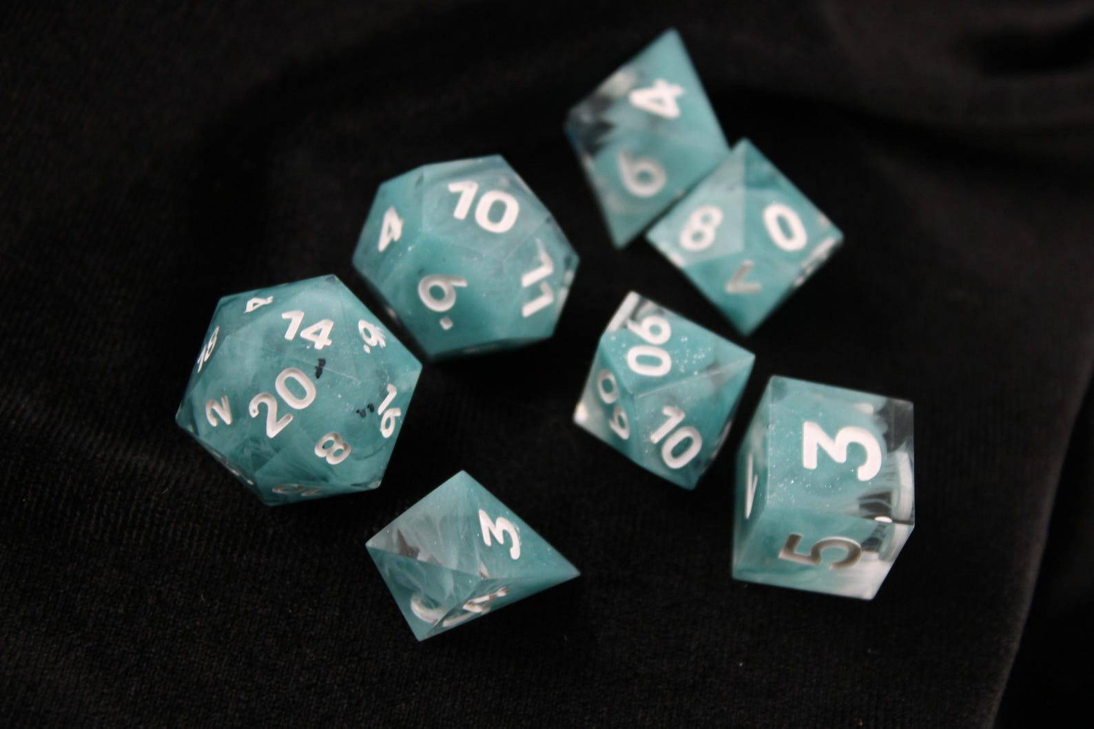Ocean Wave - 7 Piece Dice Set - Teal and Clear - Etsy
