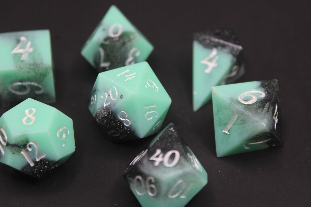 Mint Dream 7 Piece Dice Set mint Green and Black - Etsy