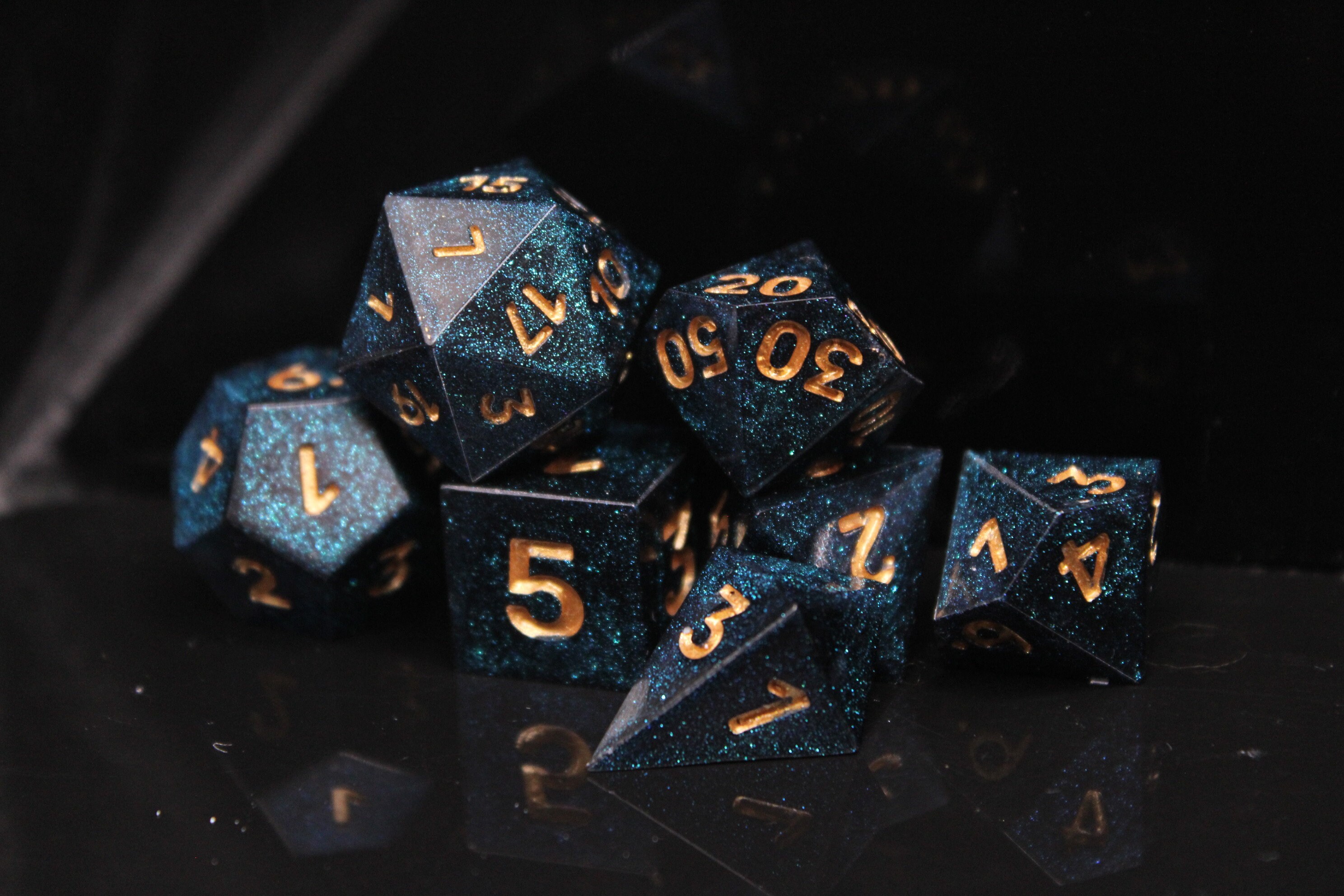 Navy Blue and Gold 7 Piece Dice Set - Etsy