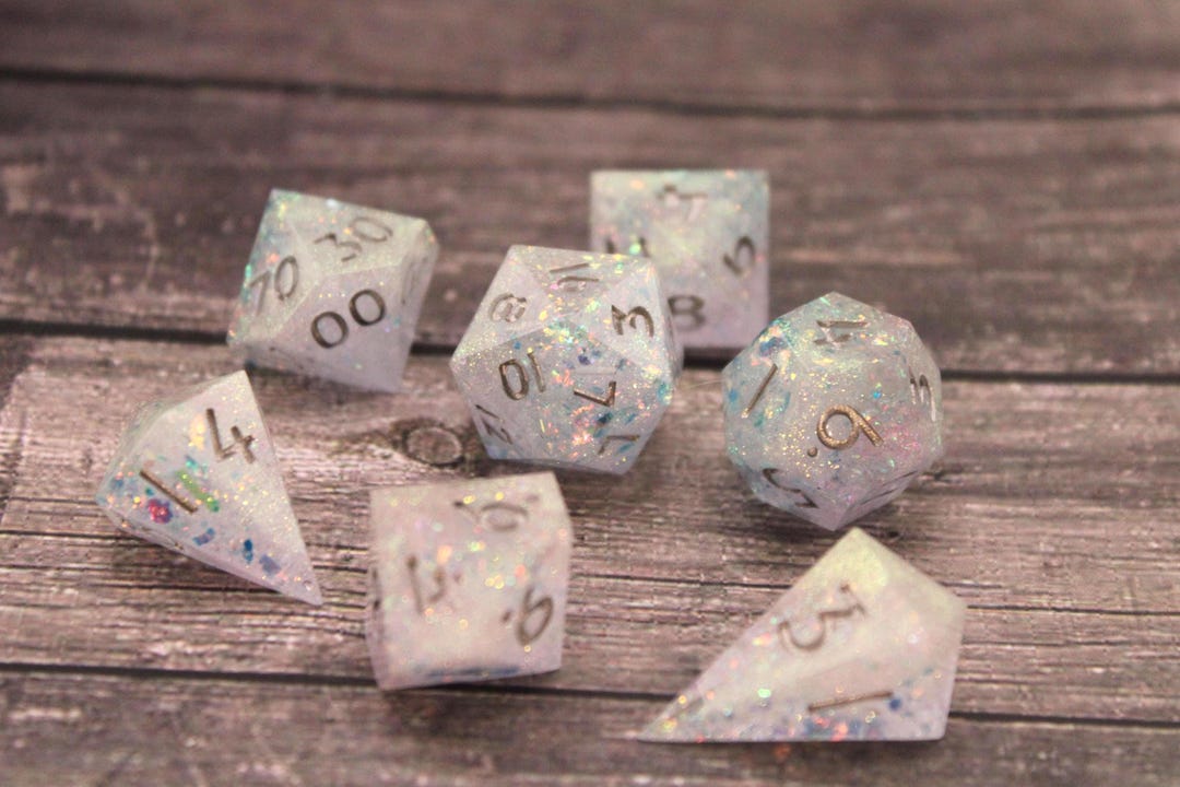 Silver Sparkle - 7 Piece Dice Set (two Versions - Blue/teal/sparkle ...