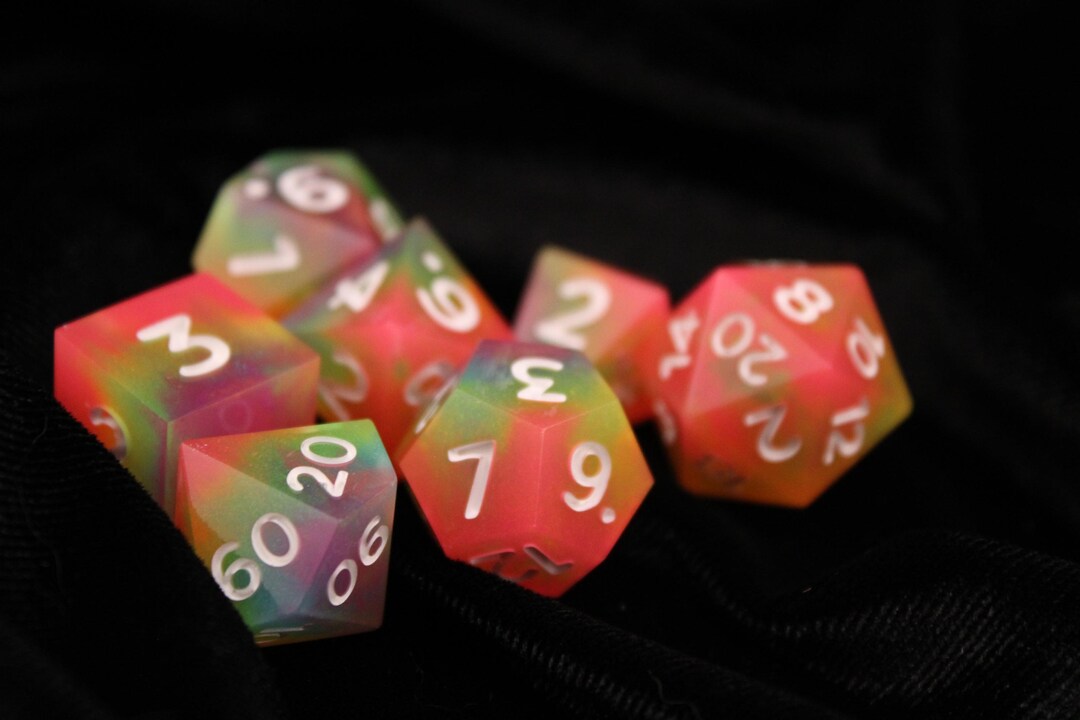 Pastel Rainbow- 7 Piece Dice Set - Rainbow Dice - UV Reactive Dice - Etsy