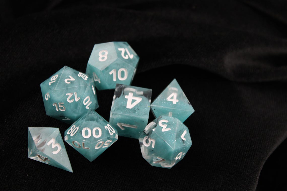 Ocean Wave - 7 Piece Dice Set - Teal and Clear - Etsy