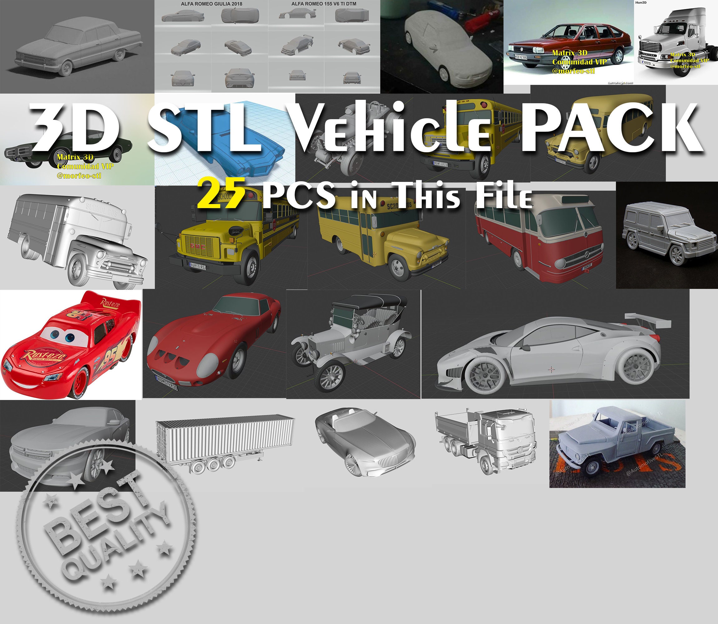 3D STL Car&vehicle Pack 25 Vehicle Model High Quality - Etsy