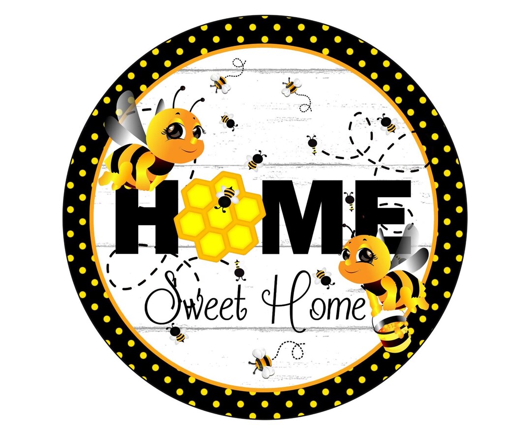 Welcome Bee Wreath Sign, Honey Comb Sign, Farmhouse Wreath Sign, Polka ...