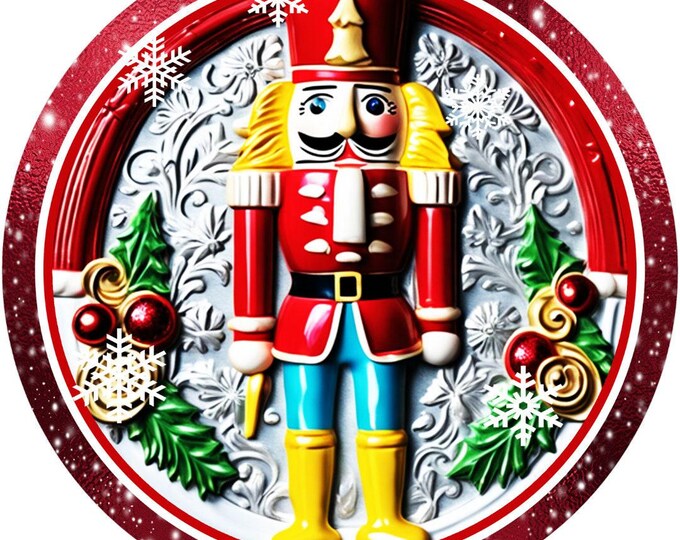 Nutcracker Red Glitter Christmas Decor, Classic Holiday Nutcracker Sign ...
