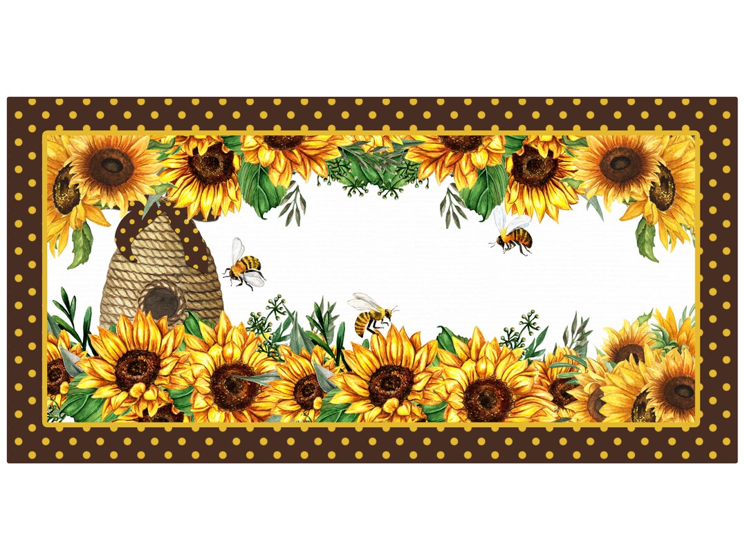 Yellow Polka Dot Bee Hive With Sunflowers Wreath Sign, Sign for Summer ...