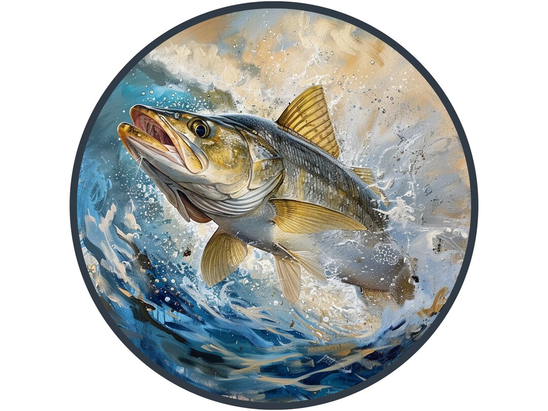 Freshwater Snook Fish Jumping Out of the Water Wreath Sign, River Fish ...