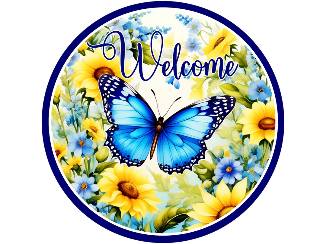 Butterfly Garden Watercolor Wreath Sign, Butterfly Sign, Butterfly Wall ...