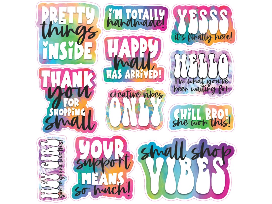 Retro Bright Shipping Stickers, Tie Dyed Box Stickers, Sixties Themed ...