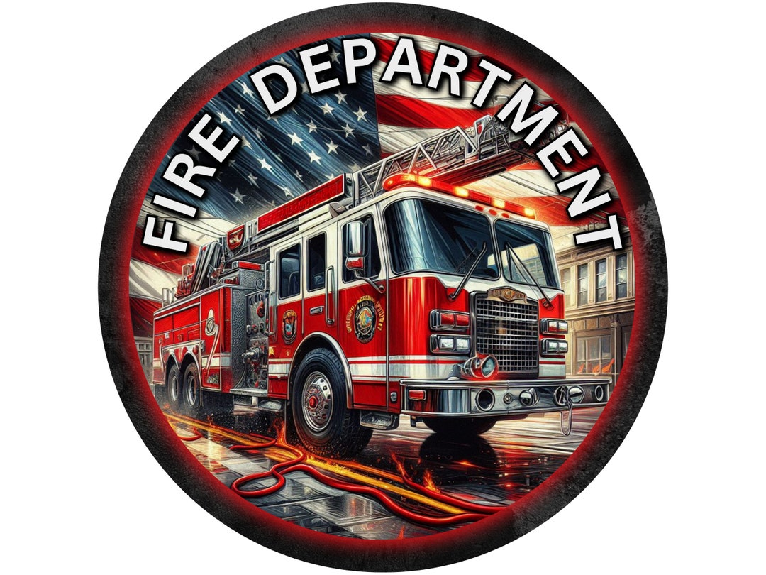 Firetruck Fire Department Metal Wreath Sign, Sign for Fire Department ...
