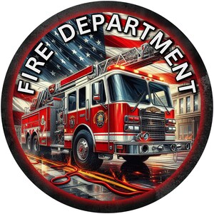 Firetruck Fire Department Metal Wreath Sign, Sign for Fire Department ...