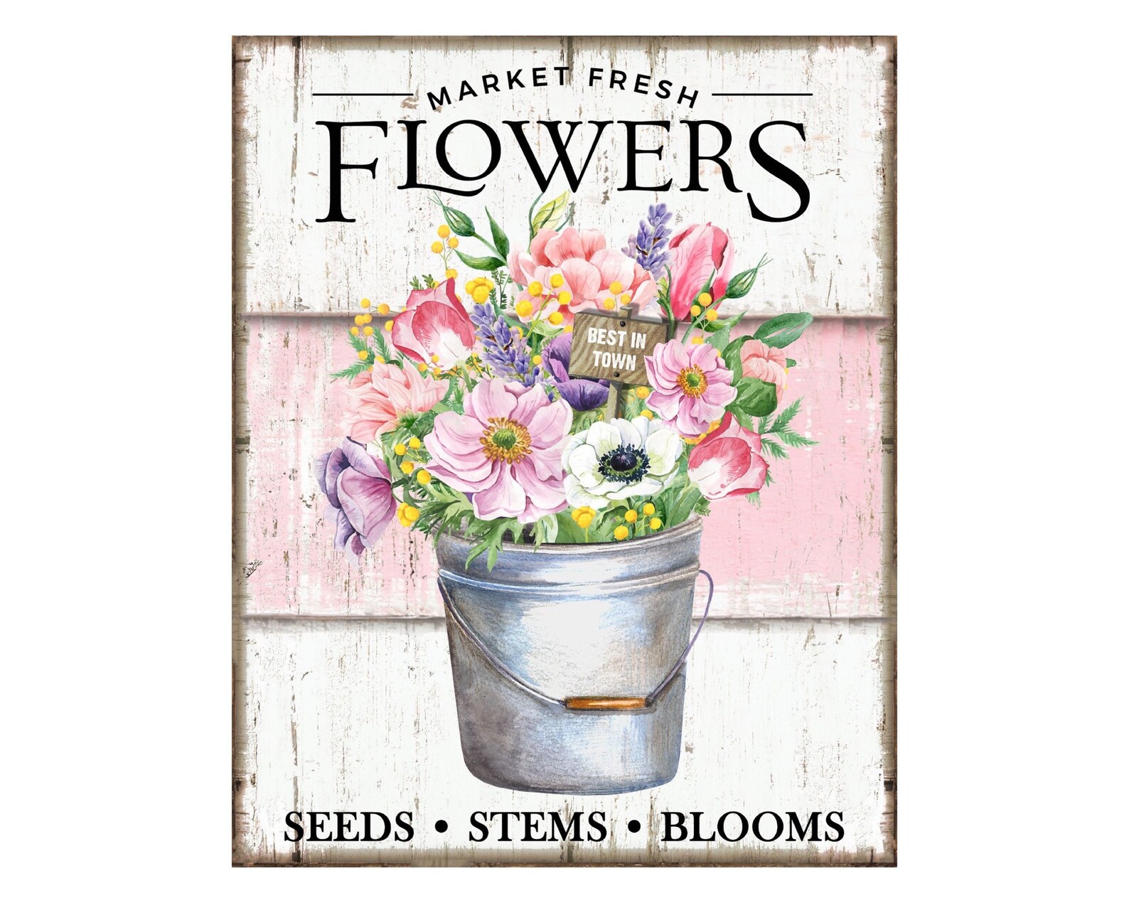 Farmhouse Flowers Sign Vintage Floral Wreath Sign Market - Etsy