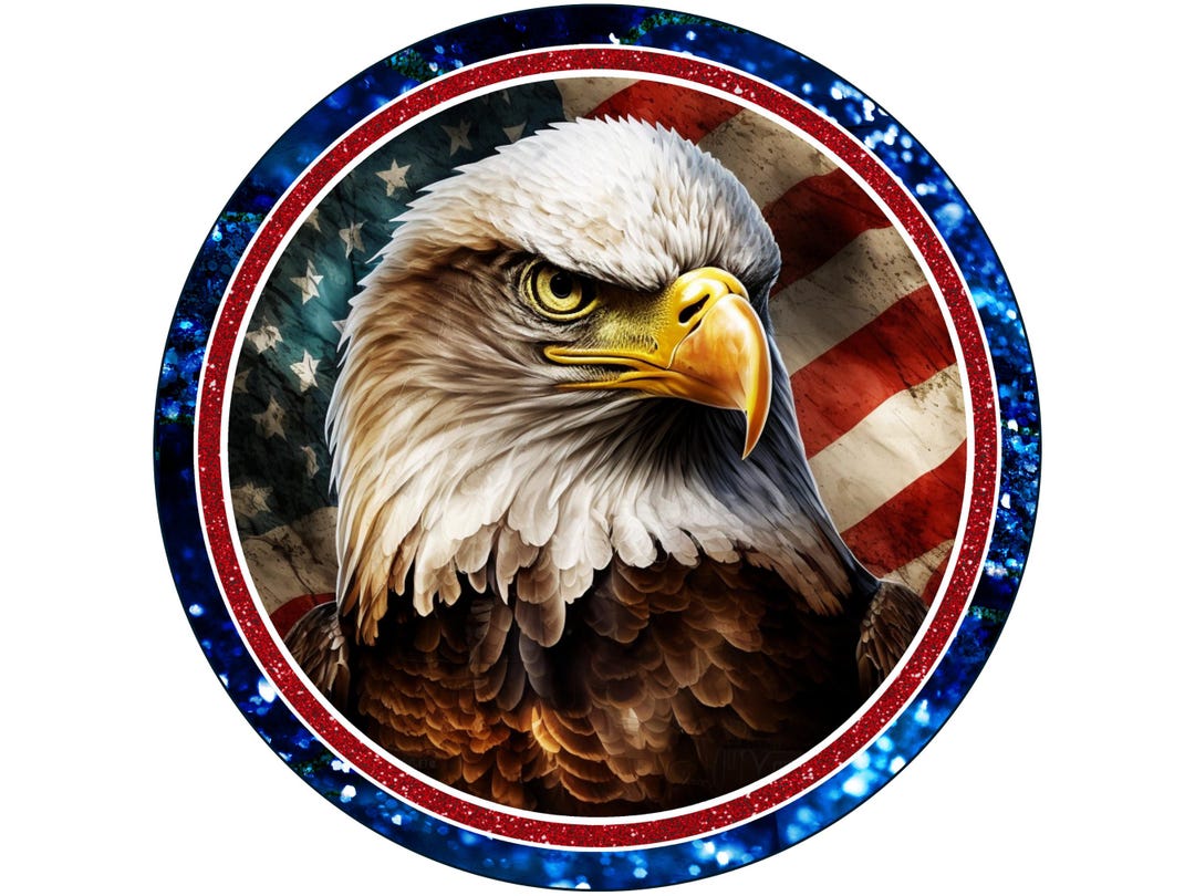 Farmhouse Patriotic Bald Eagle Wreath Sign, American Bald Eagle Sign ...