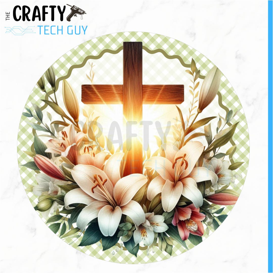 Easter Cross Floral Christian Spring Door Decor Round Wreath Sign - Etsy