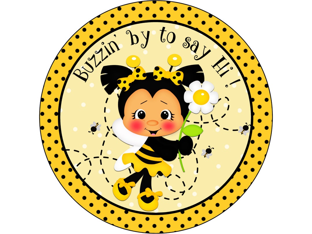 Black Polka Dot Bee Girl With Daisy Wreath Sign, Cute Bee Girl Buzzing ...