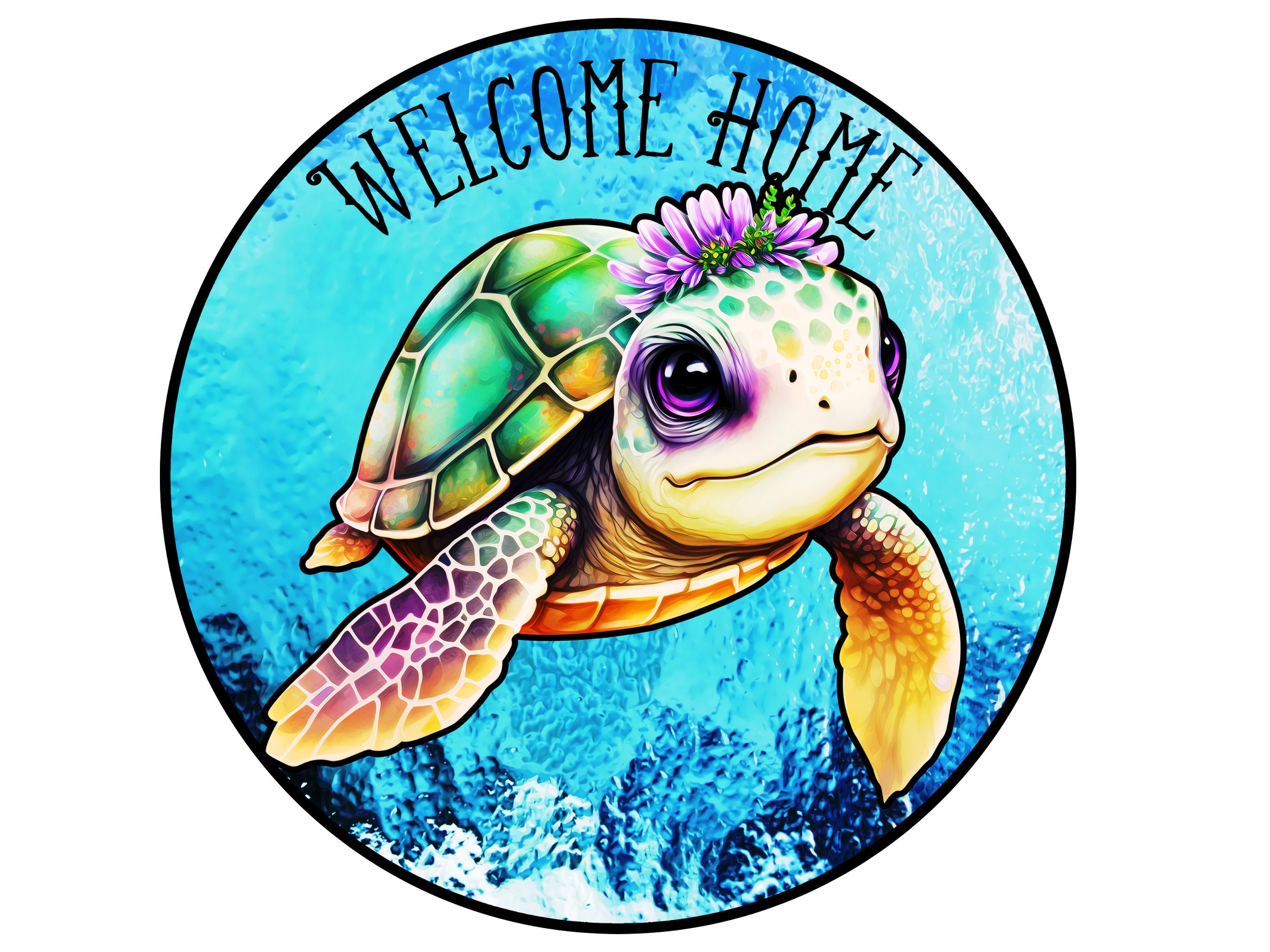 Girl Ocean Sea Turtle Wreath Sign Sea Turtle Swimming in - Etsy