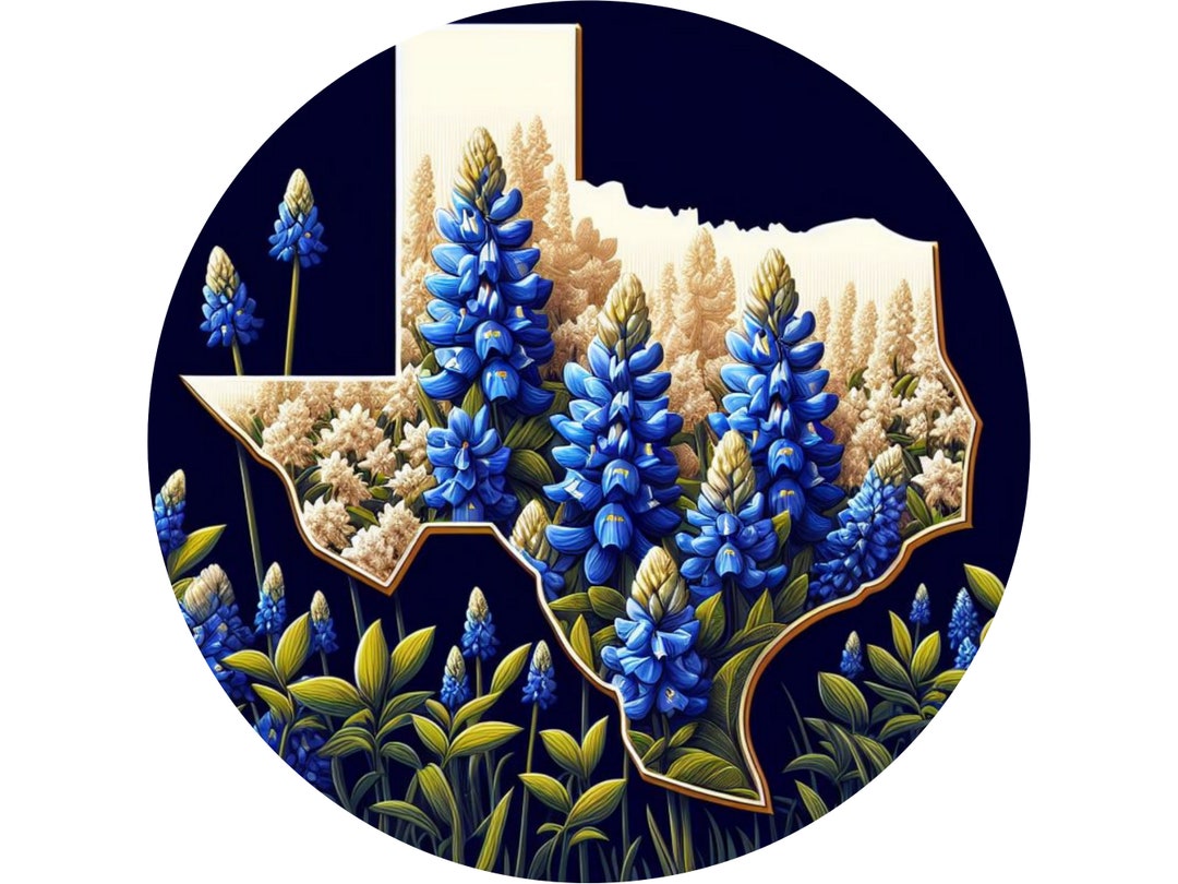 Shape of Texas Bluebonnet Floral Metal Wreath Sign, Blue Florals Still ...