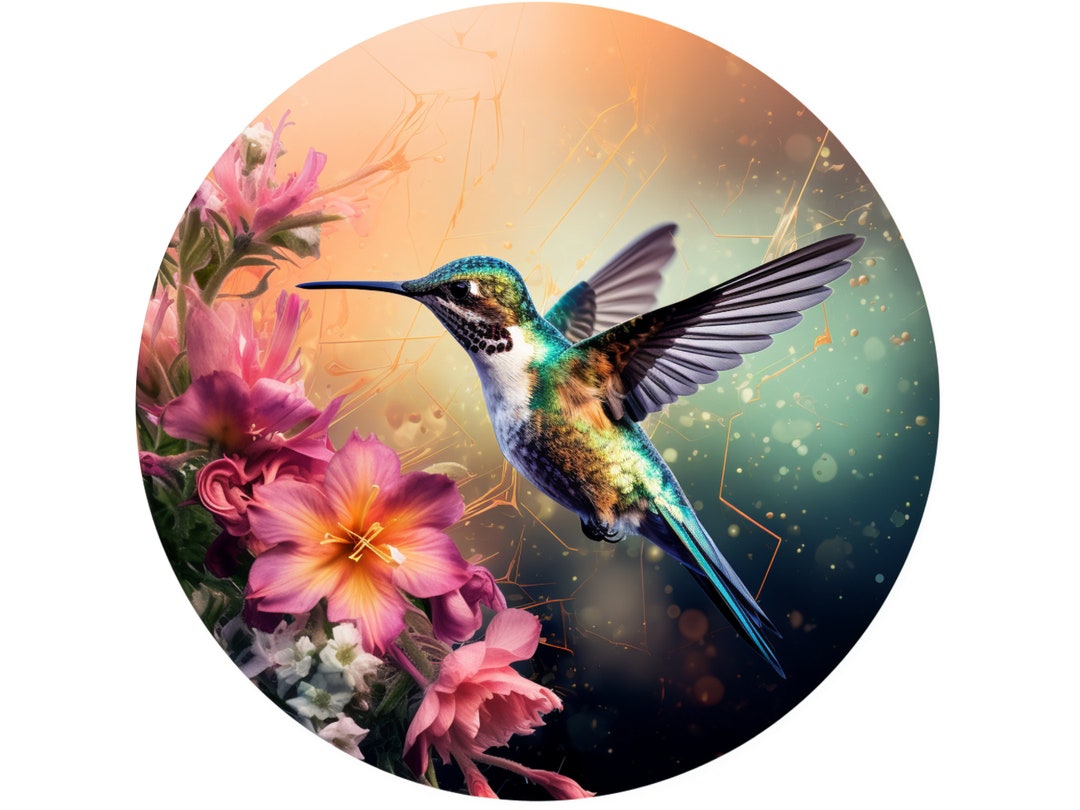 Floral Hummingbird Wreath Sign, Hummingbird Wreath Attachment ...