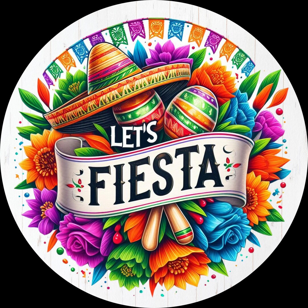 Let's Fiesta Metal Sign, Cinco De Mayo Wreath Sign, Colorful Maracas ...