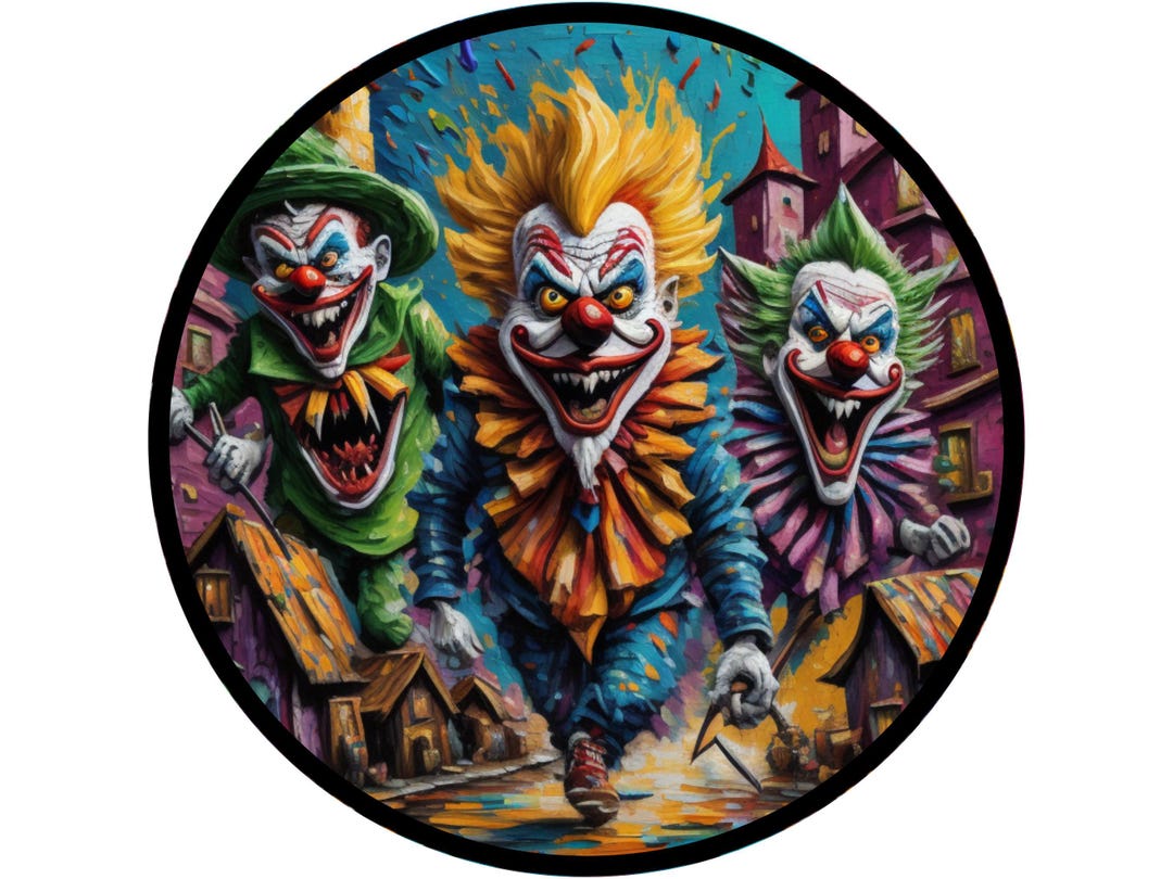 Scary Painted Killer Clowns Terrorizing a Village Wreath Sign, Sign for ...