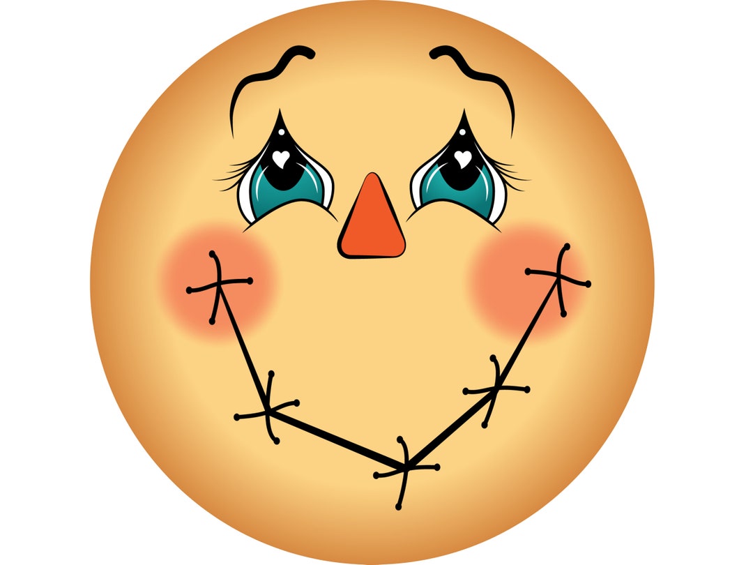 Rosy Cheeks Green Eyes Scarecrow Face Wreath Sign 5, Fun Fall Scarecrow ...