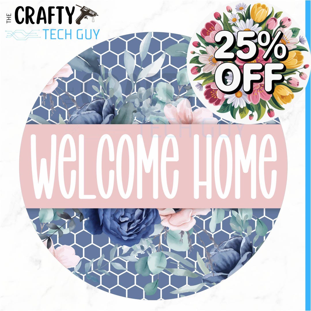 Welcome Home Floral Honeycomb Round Sign - Etsy