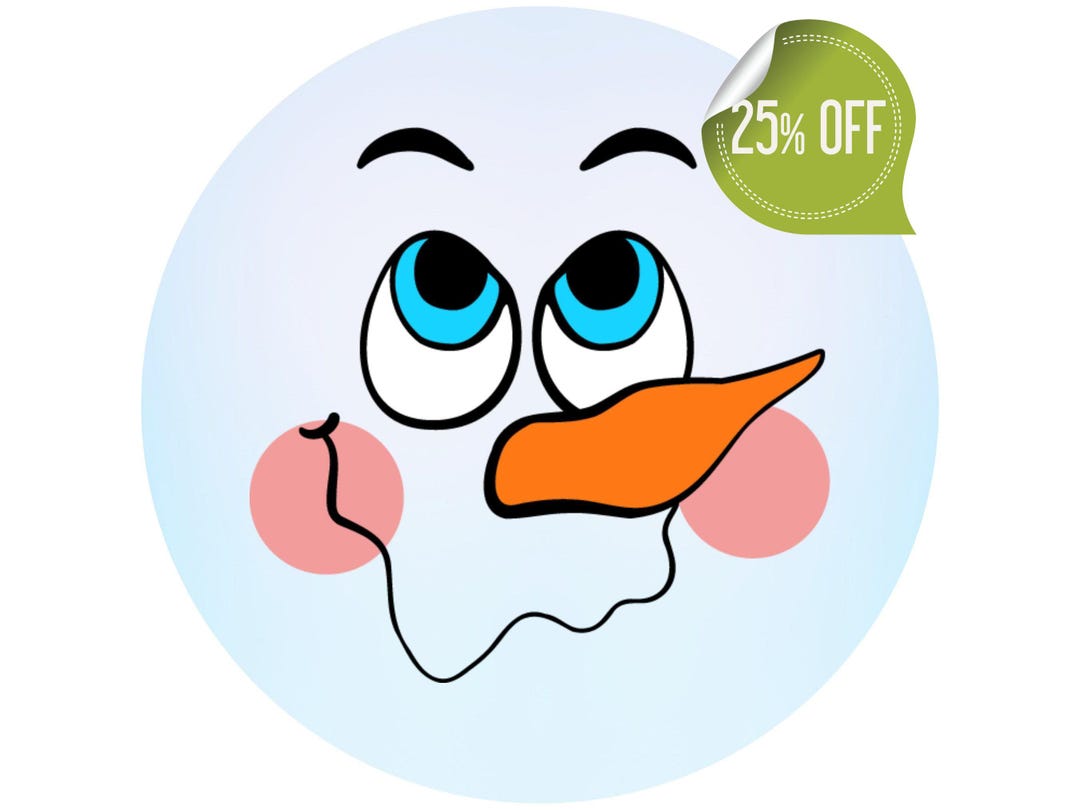 Rosy Cheeks Blue Eyes Snowman Face Wreath Sign, Fun Winter Snowman Face ...