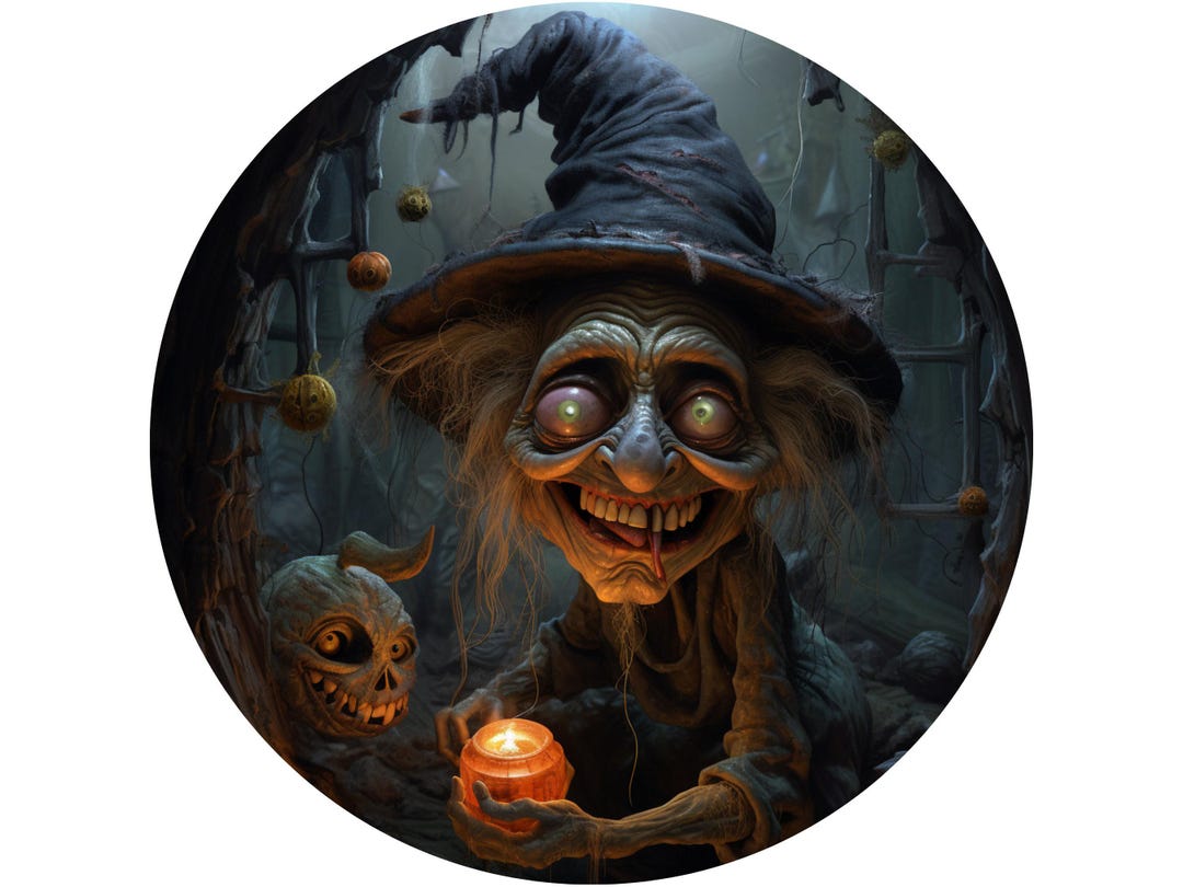 Scary Creepy Wicked Witch Halloween Wreath Sign, Sign for Halloween ...