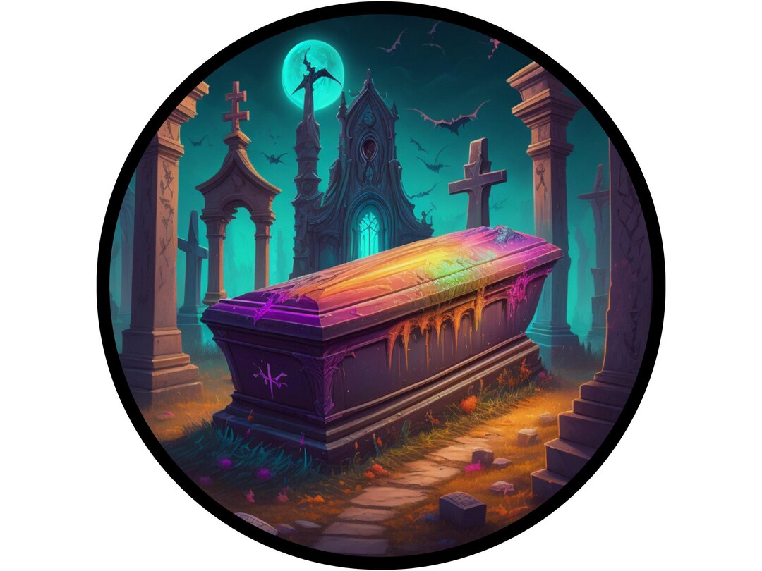Futuristic Coffin in a Cemetery Wreath Sign, Sign for Halloween, Sign ...