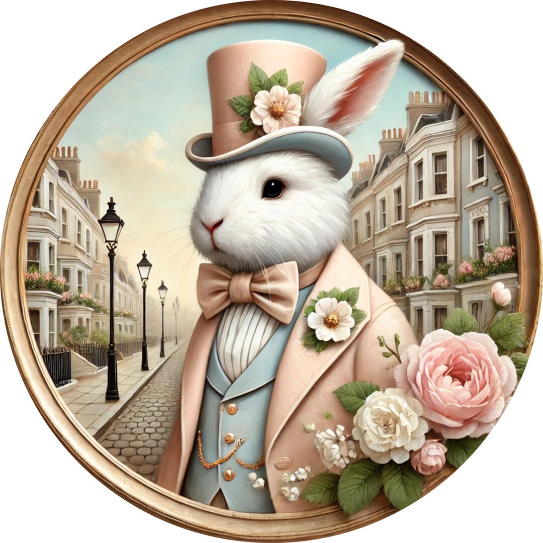Vintage Bunny Wall Art, Regency Era Rabbit Decor, Easter Bunny Print ...