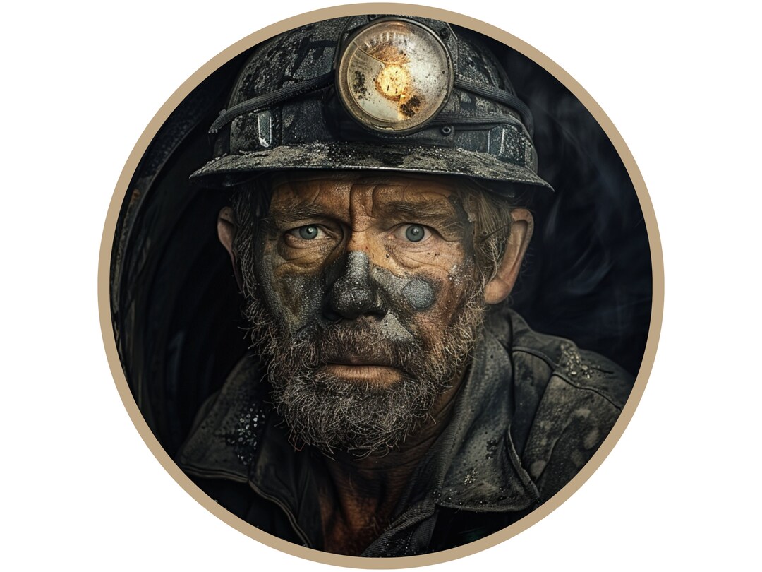 Coal Miner Portrait Metal Wreath Sign, Working in the Coal Mine Wreath ...