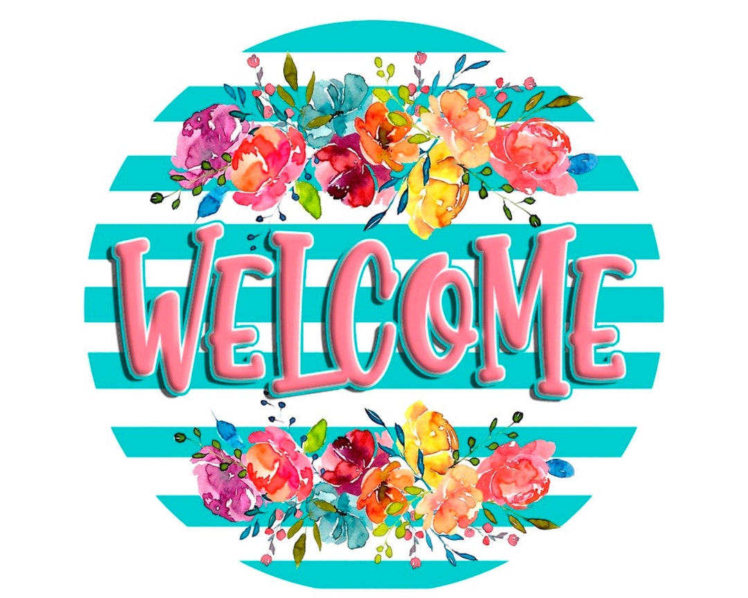 Floral Welcome Sign, Watercolor Floral Sign, Welcome Floral Decor, Pink ...