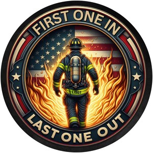Firefighter Walking Through Fire Metal Wreath Sign, Sign for Fire ...