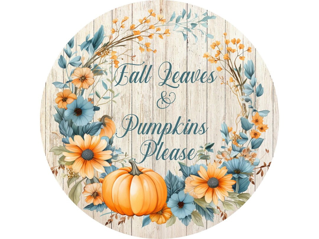 Autumn Shiplap Fall Leaves & Pumpkins Sign, Boho Floral Pumpkin Decor ...
