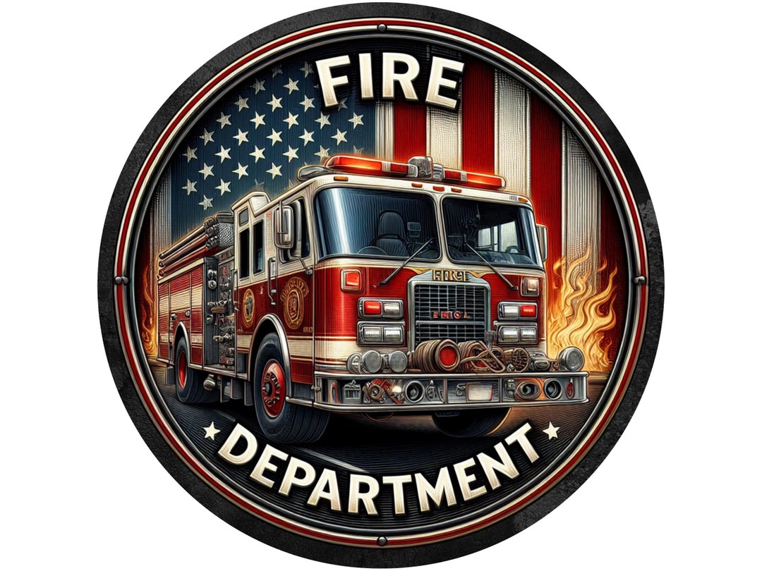 Firetruck Fire Department Metal Wreath Sign, Sign for Fire Department ...