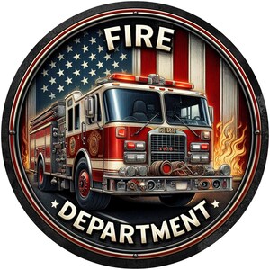 Firetruck Fire Department Metal Wreath Sign, Sign for Fire Department ...