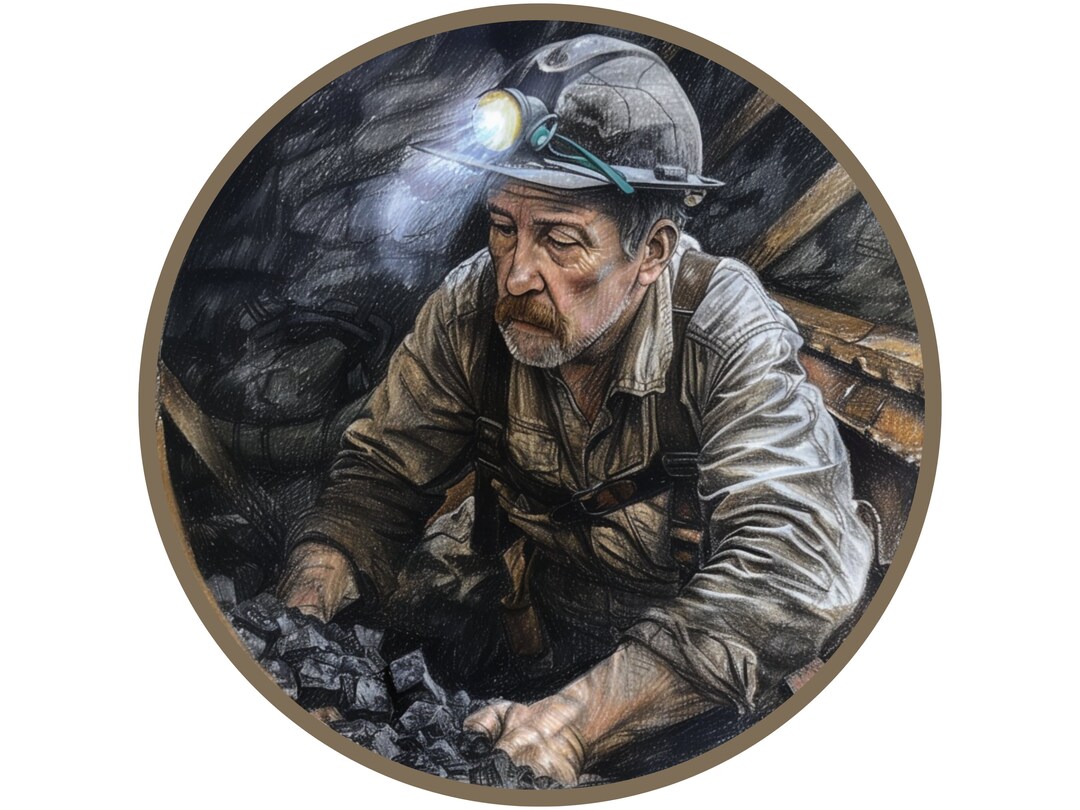 Coal Miner Portrait Metal Wreath Sign, Working in the Coal Mine Wreath ...