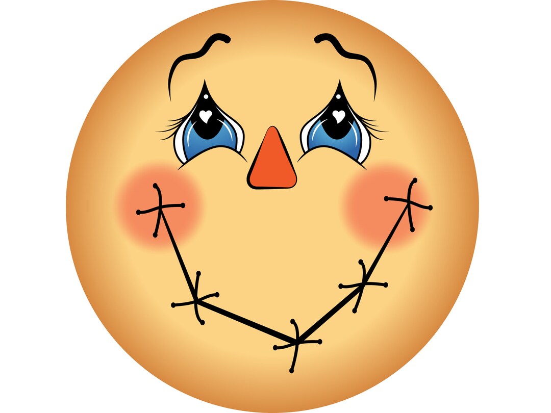 Rosy Cheeks Blue Eyes Scarecrow Face Wreath Sign 6, Fun Fall Scarecrow ...