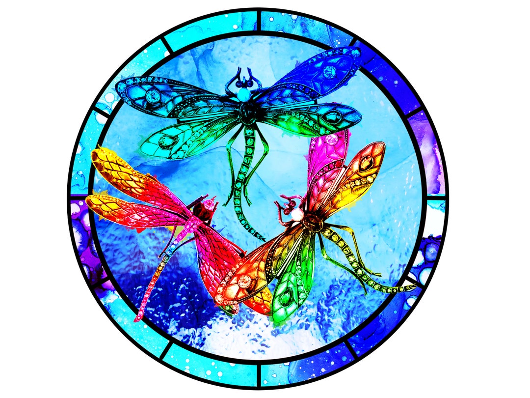 Stained Glass Dragonfly Wreath Sign, Dragonfly Sign, Dragonfly Wall Art ...