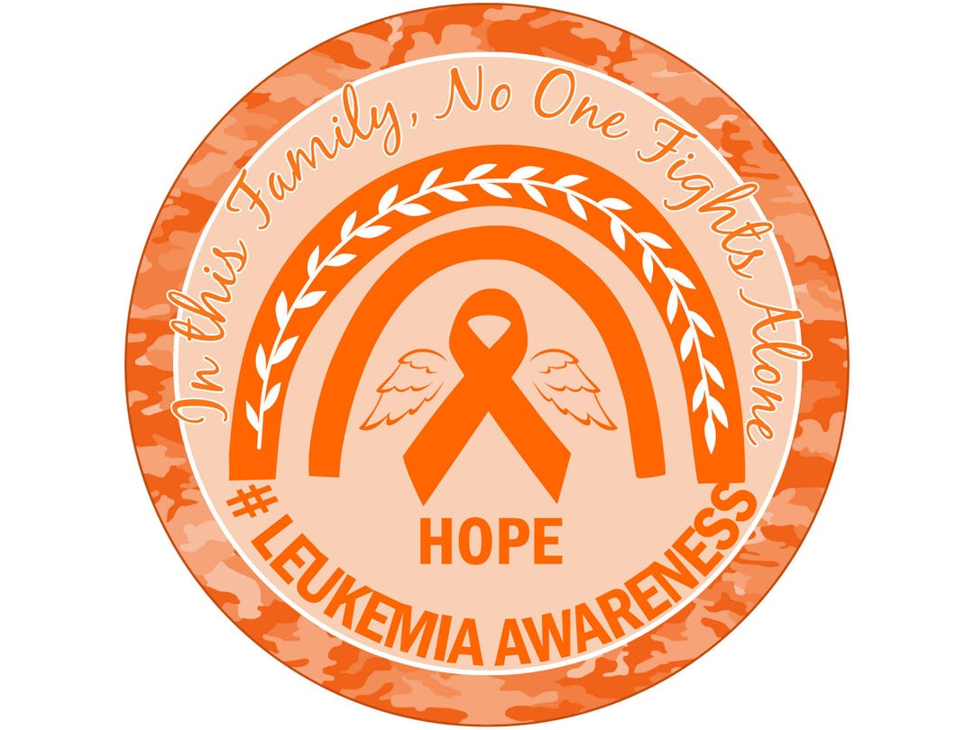 Orange Leukemia Awareness Rainbow Ribbon Wreath Sign, Sign for ...