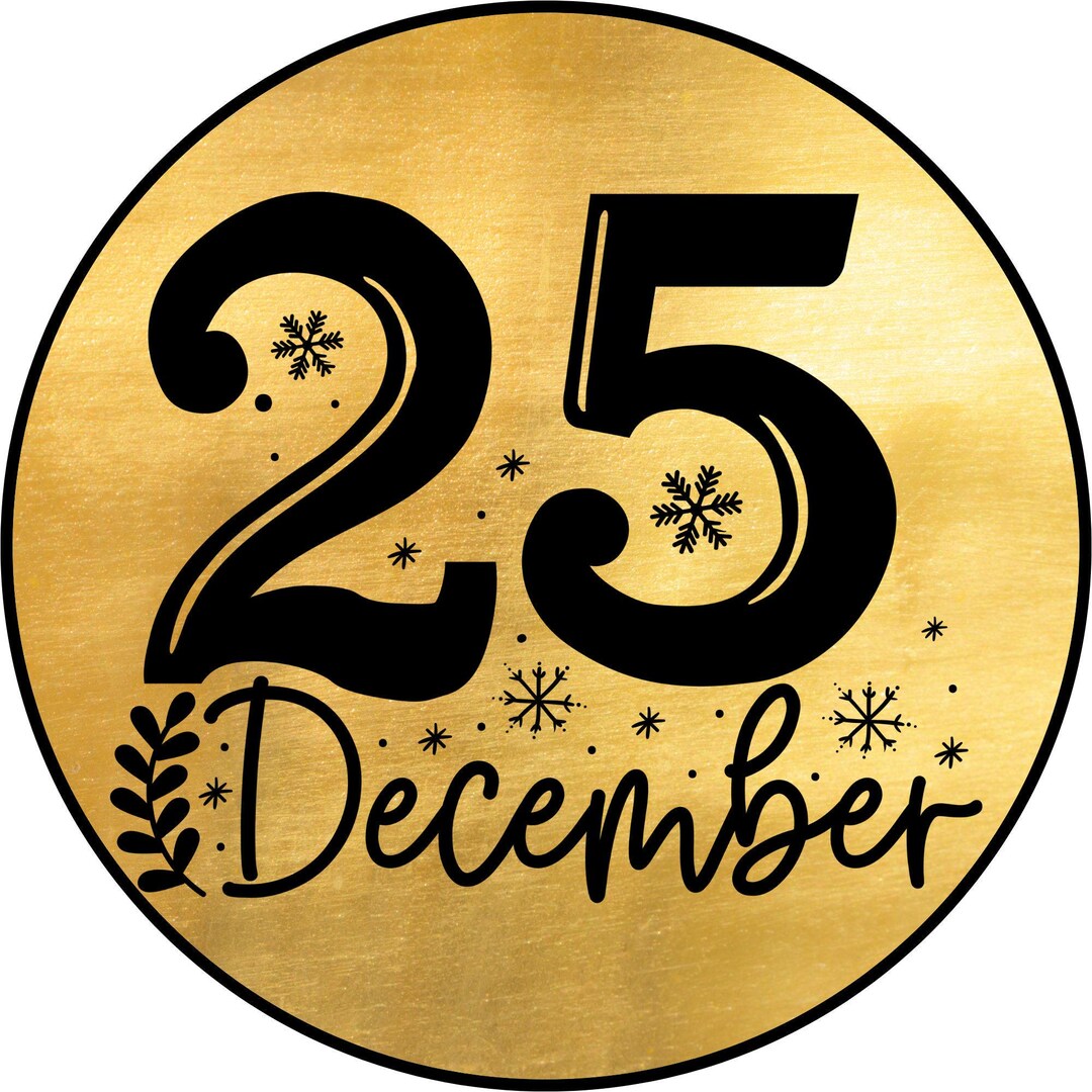 Christmas Gold December 25 Christmas Sign, Holiday Wall Art, Christmas ...