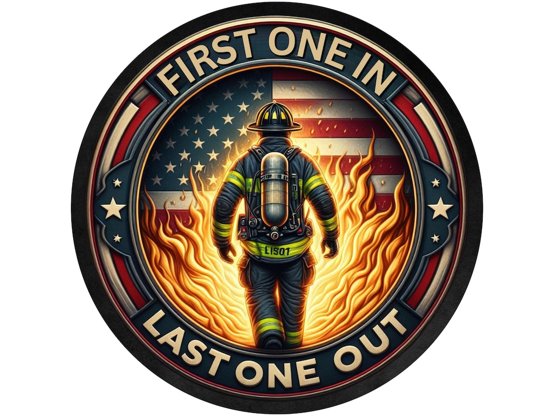 Firefighter Walking Through Fire Metal Wreath Sign, Sign for Fire ...