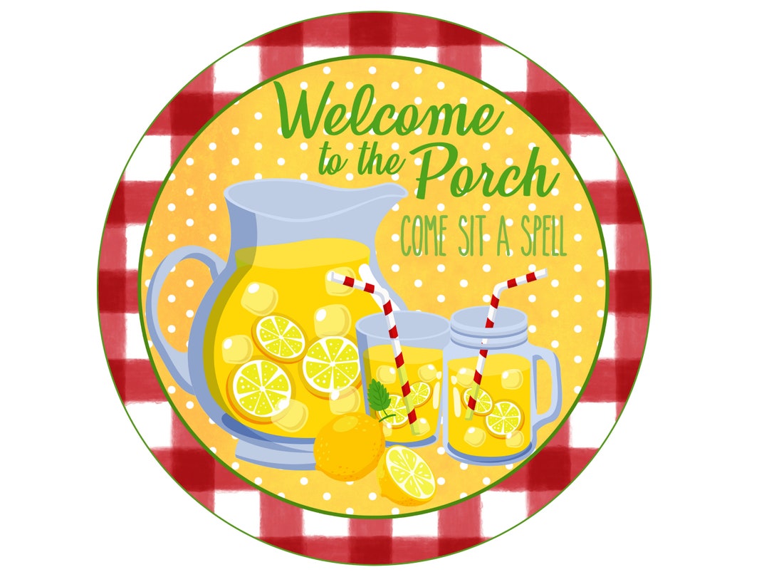 Fresh Lemonade Front Porch Welcome Sign, Lemonade Sign, Pitcher and ...