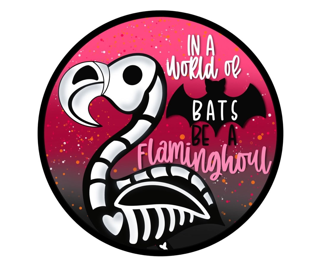 Pink Flamingo Skeleton Bats Halloween Wreath Sign, Gift for Flamingo ...
